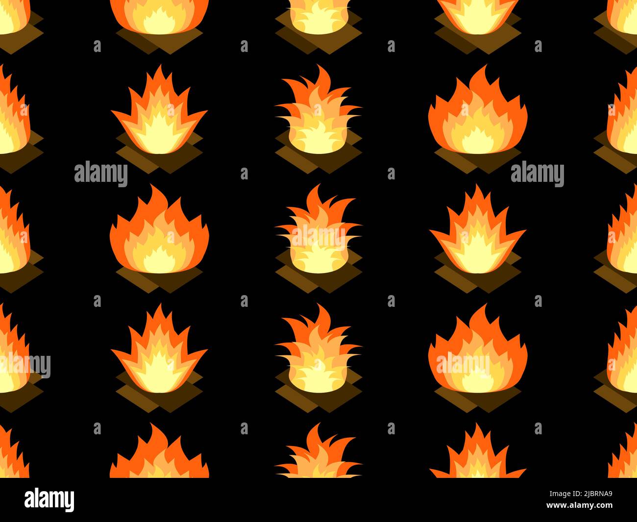 Fire seamless pattern. Flame in a flat style on a black background ...