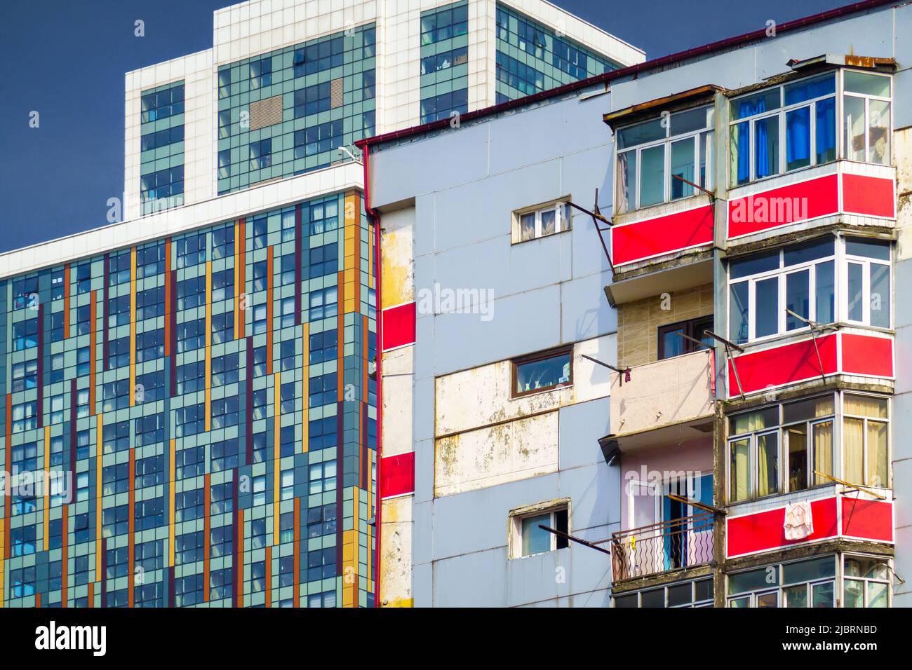 Different types of buildings on street Stock Photo - Alamy