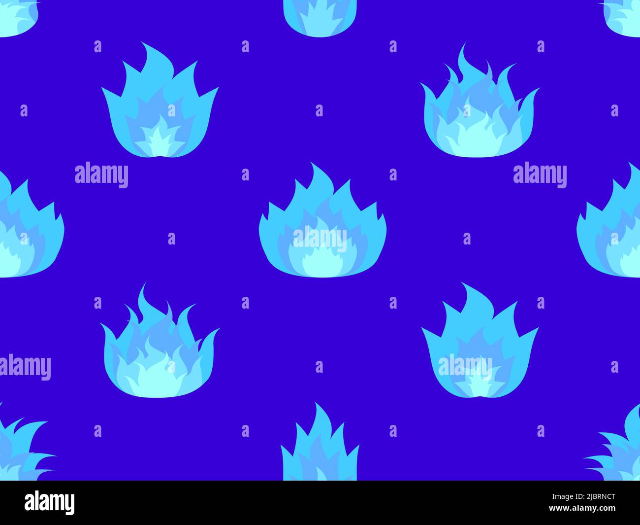 Fire seamless pattern. Blue flame in a flat style on a blue background ...