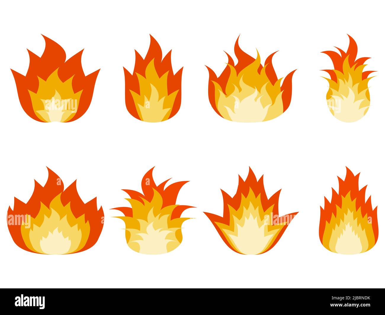 Fire icon set in flat style isolated on white background. Collection of ...