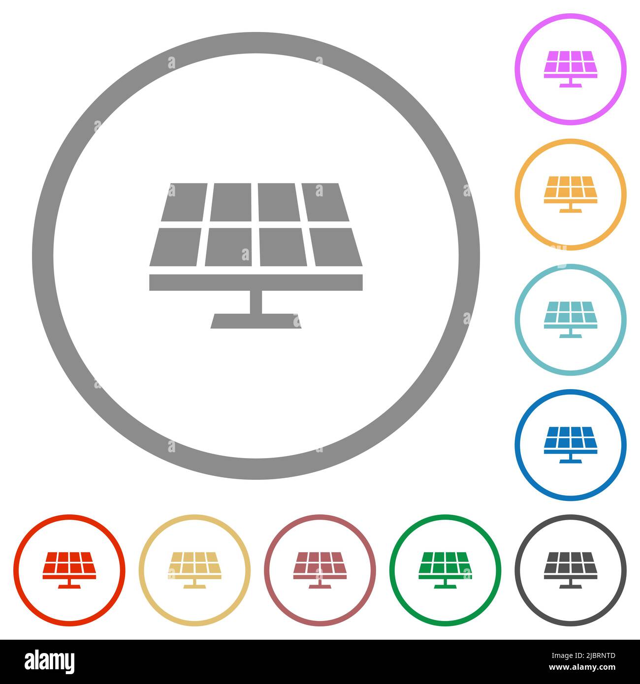 Solar panel solid flat color icons in round outlines on white background Stock Vector Image ...