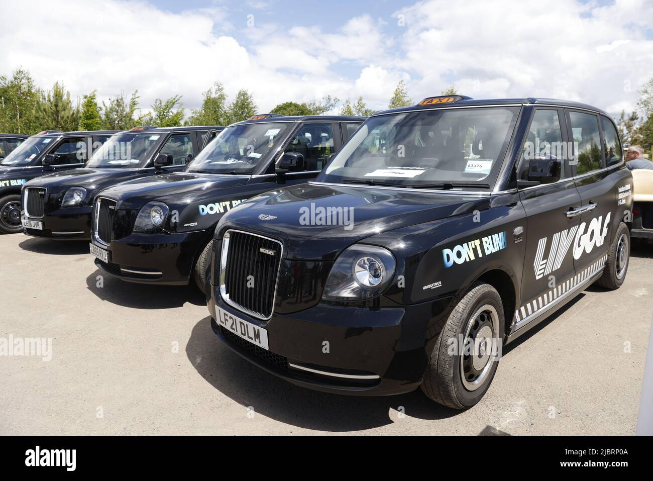 LIV Golf branded taxis at the Centurion Club, Hertfordshire ahead of ...