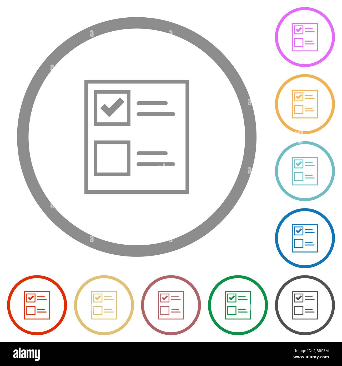 Ballot paper outline flat color icons in round outlines on white ...