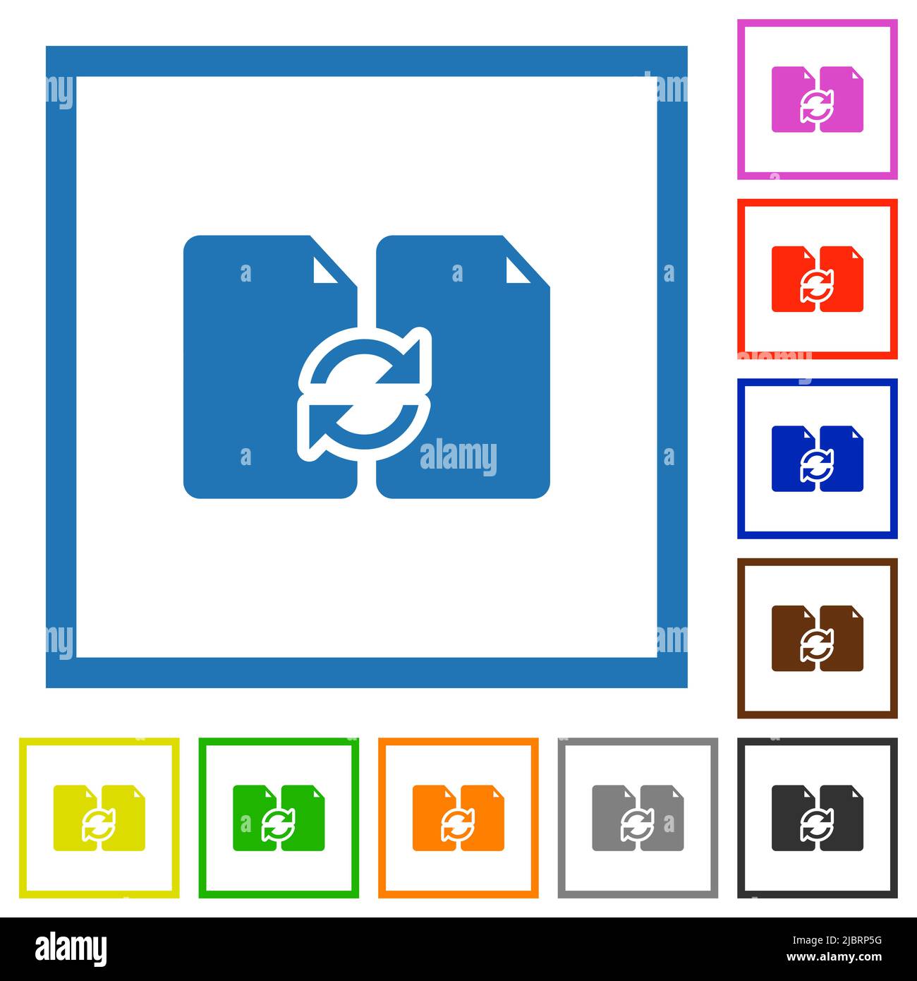 Swap documents solid flat color icons in square frames on white ...