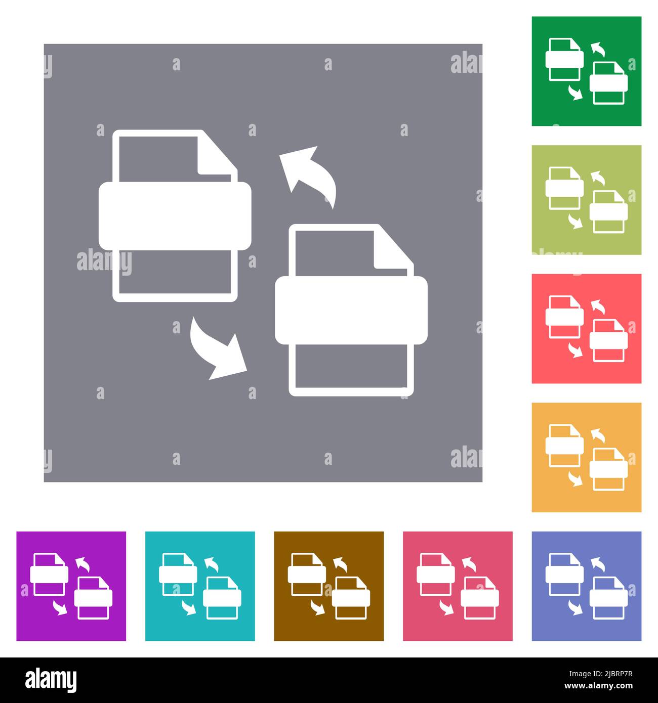 Convert files flat icons on simple color square backgrounds Stock ...