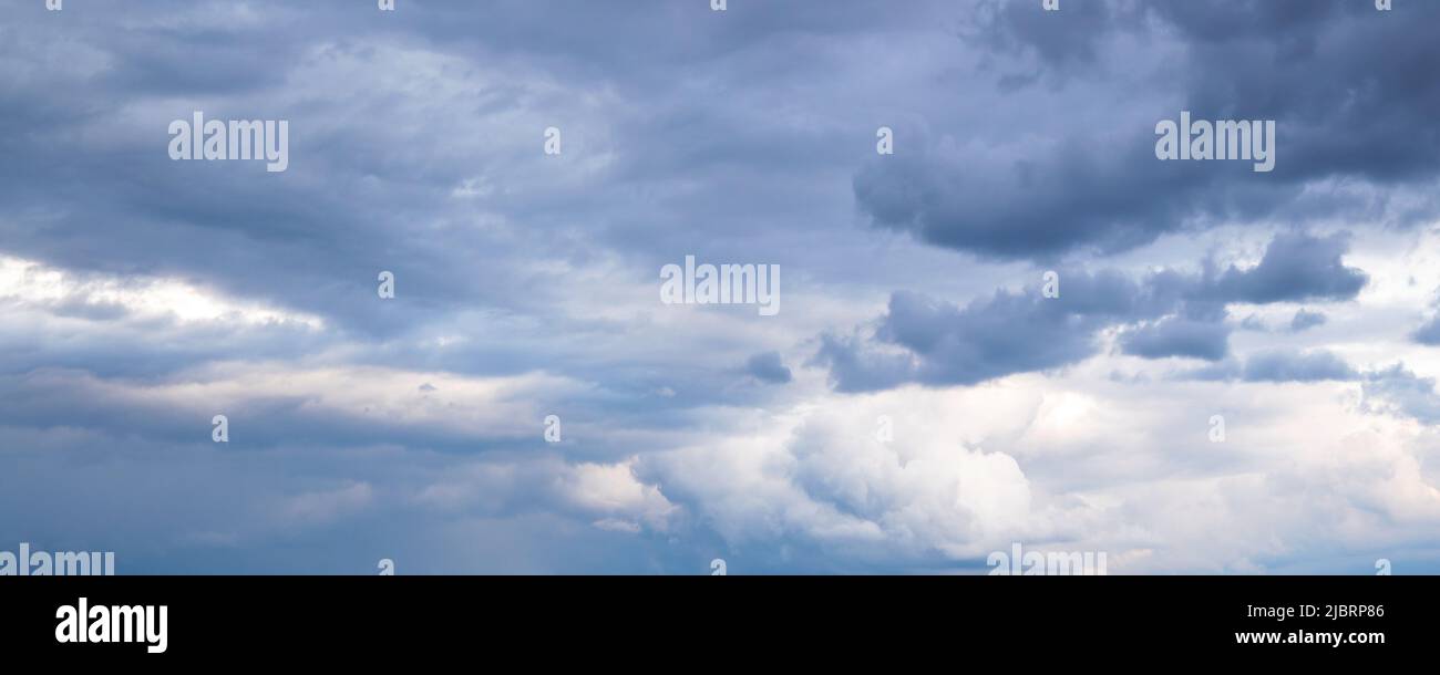 Overcast blue sky on a daytime. Natural panoramic background photo ...