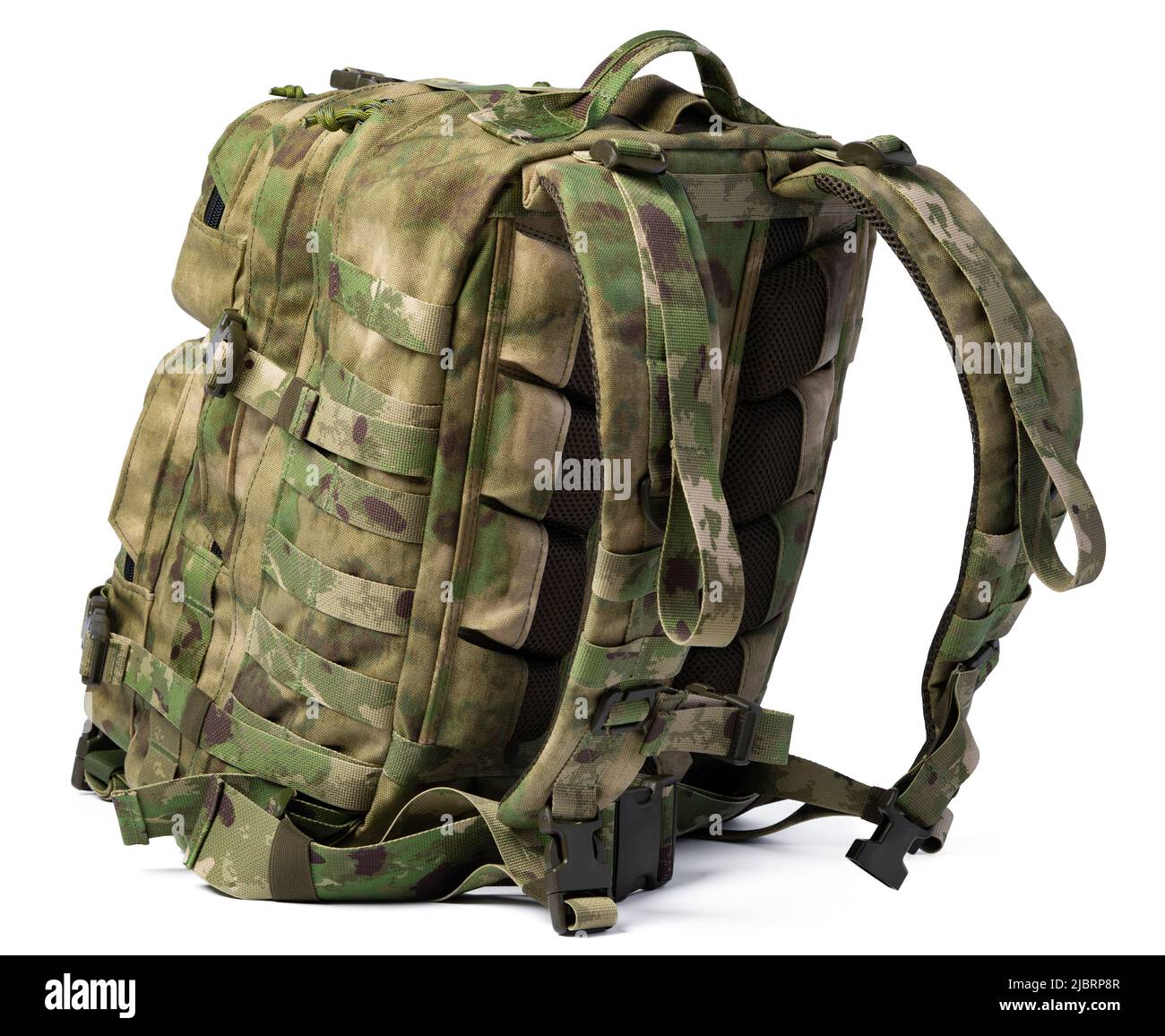 Military backpack isolated on a white background Stock Photo - Alamy
