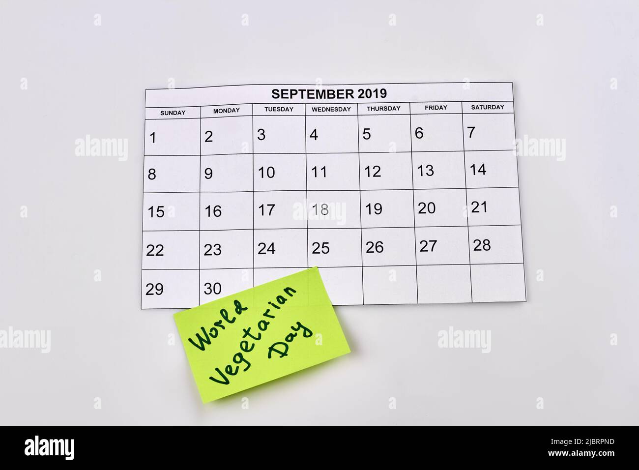 Green note paper sticker with world vegetarian day. Calendar for ...
