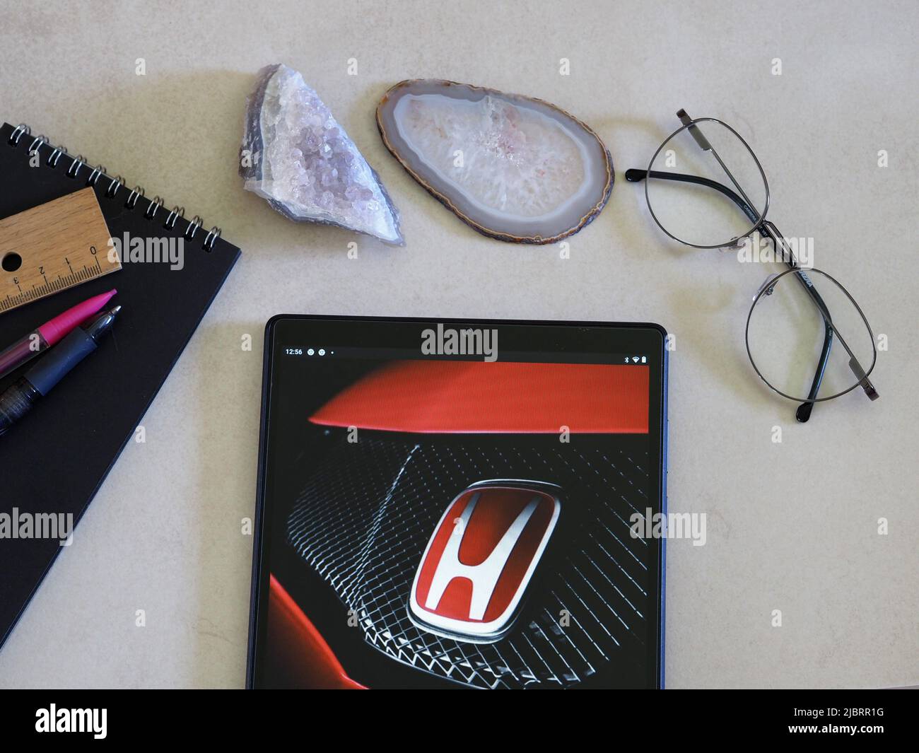 In this photo illustration Honda Motor Co., Ltd. logo seen displayed on ...