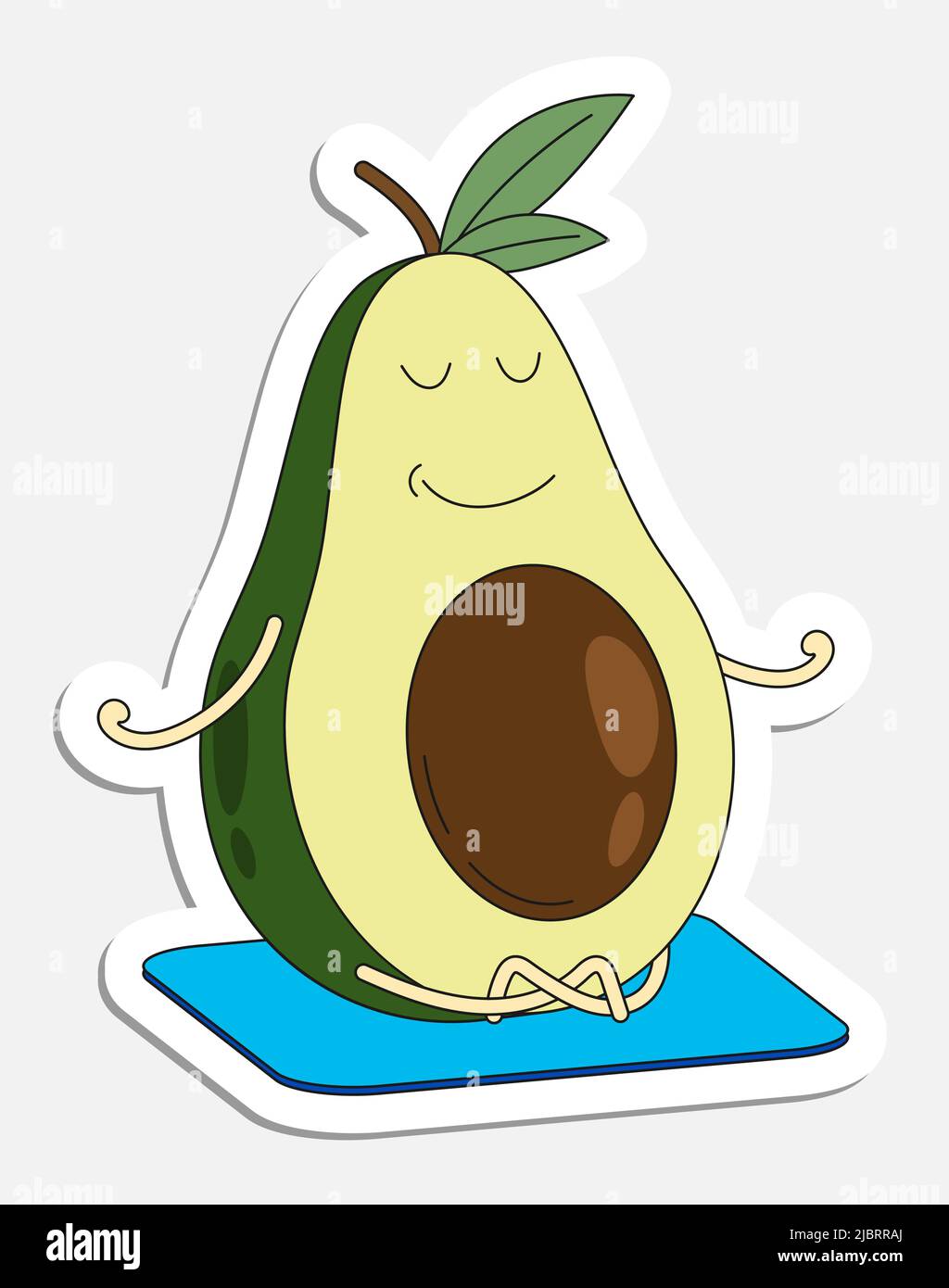 Peaceful avocado fruit meditates in lotus position. Mind training and ...