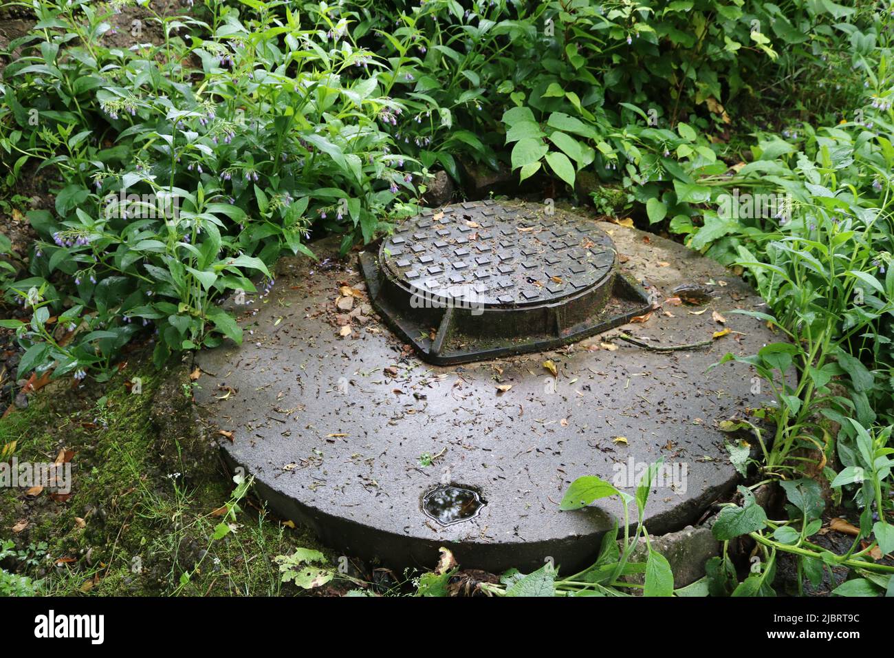 Round manhole cover or maintenance hole Stock Photo - Alamy