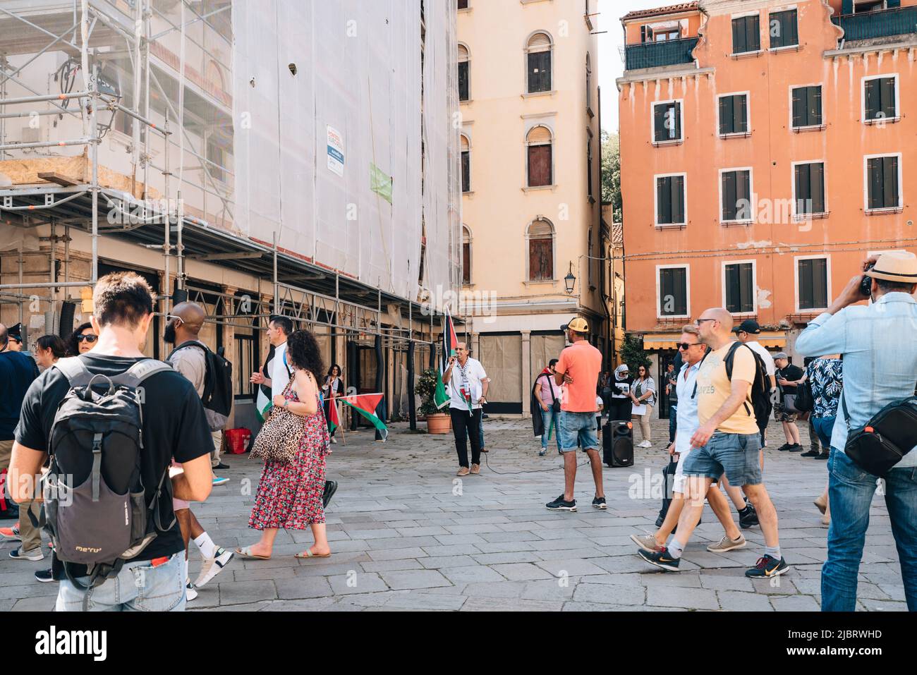 Venice, Italy - May 21, 2022: View through passers by of people ...
