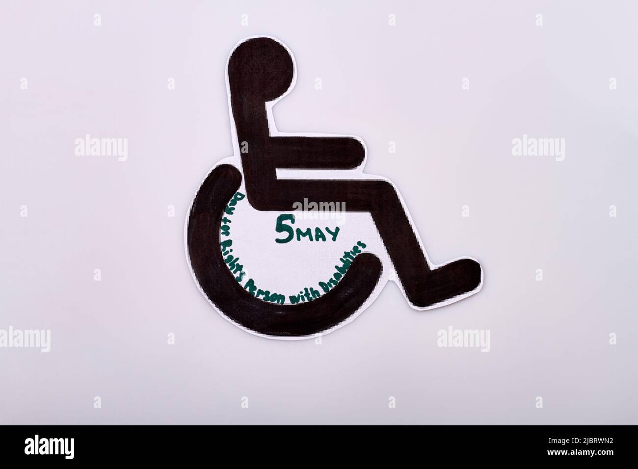 5 may day for rights of person with disabilities. Symbol man sitting in ...