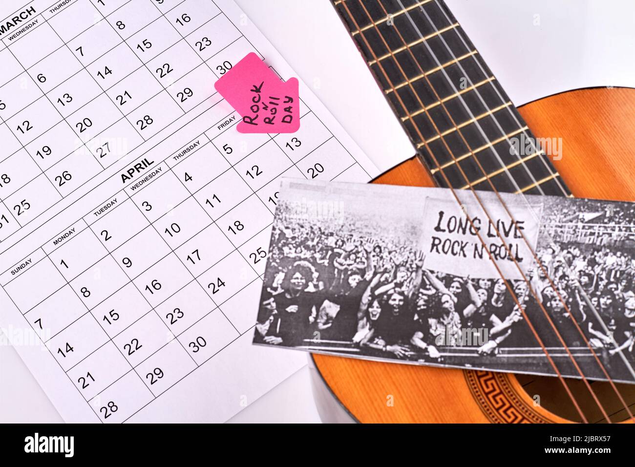 Long live rock and roll concept. 13 day marked in calendar. Classic ...