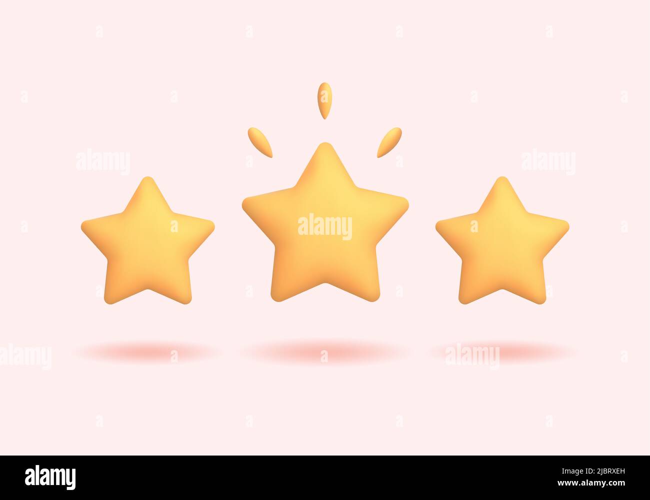 3d stars review - realistic yellow stars on pink background. Customer rating, feedback or ...