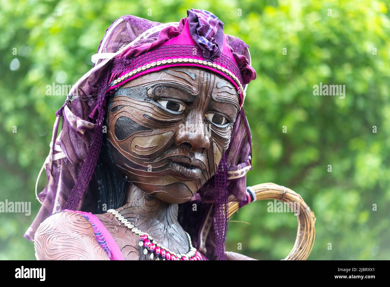 Large African female style puppet at the Queen's Platinum Jubilee ...