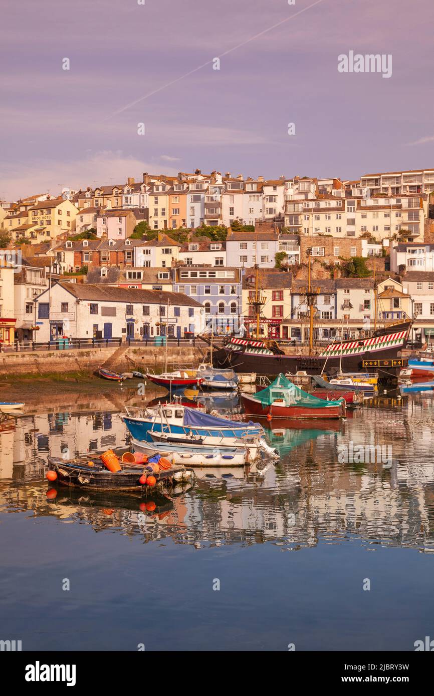 UK, England, Devon, Torbay, Brixham Harbour with The Strand and the ...