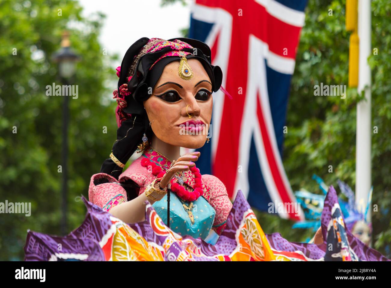 Indian female figure puppet at the Queen's Platinum Jubilee Pageant ...