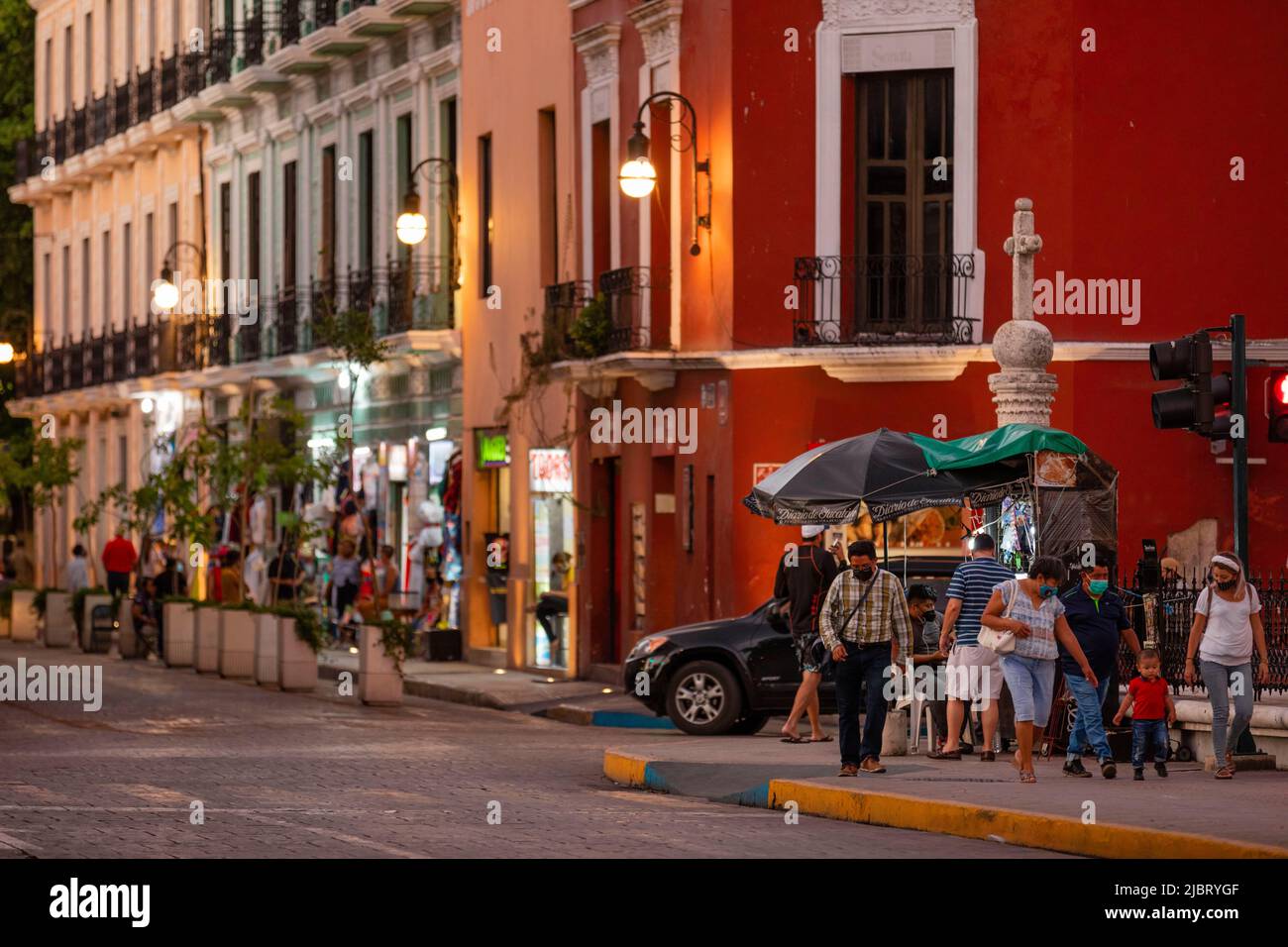 Mexico, state of Yucatán, Merida capital of Yucatán, newspaper seller ...
