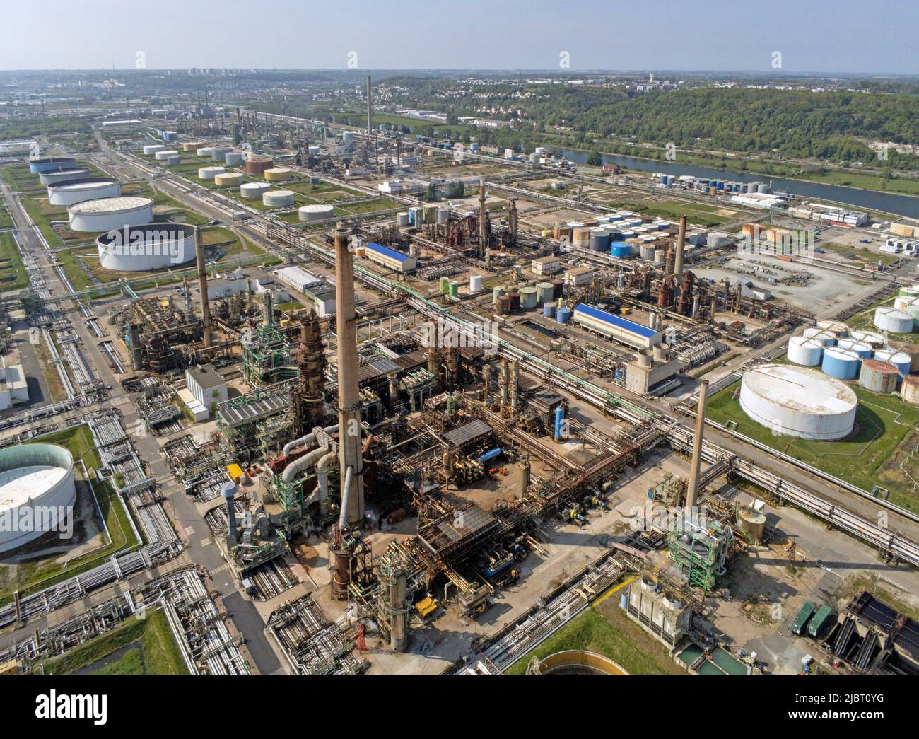 France, Seine-Maritime (76), Le Havre, Raffinerie Total de Normandie ...