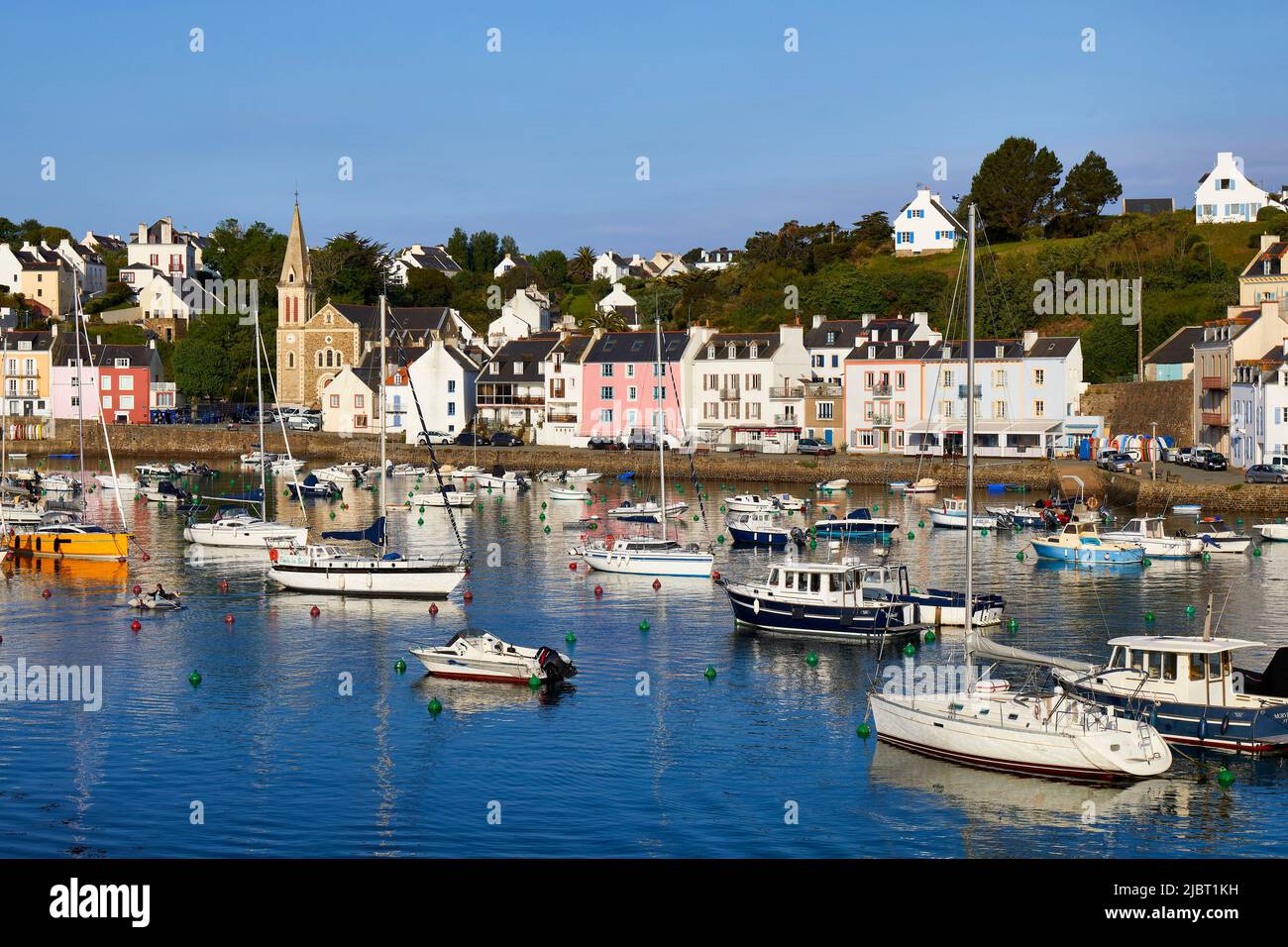 France, Morbihan, Belle Ile en mer, Sauzon, Sauzon harbour Stock Photo ...