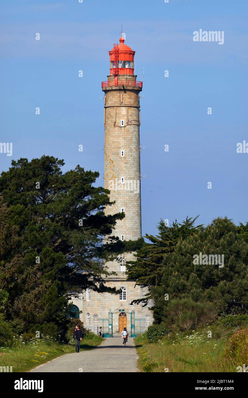 France, Morbihan, Belle Ile en mer, Bangor, Goulphar lighthouse Stock ...