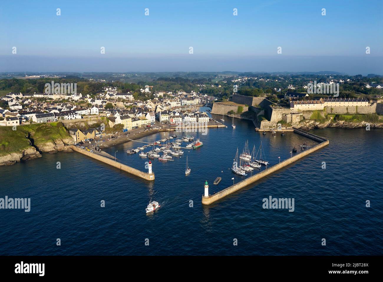 France, Morbihan, Belle Ile en mer, Le Palais, the harbour and the ...