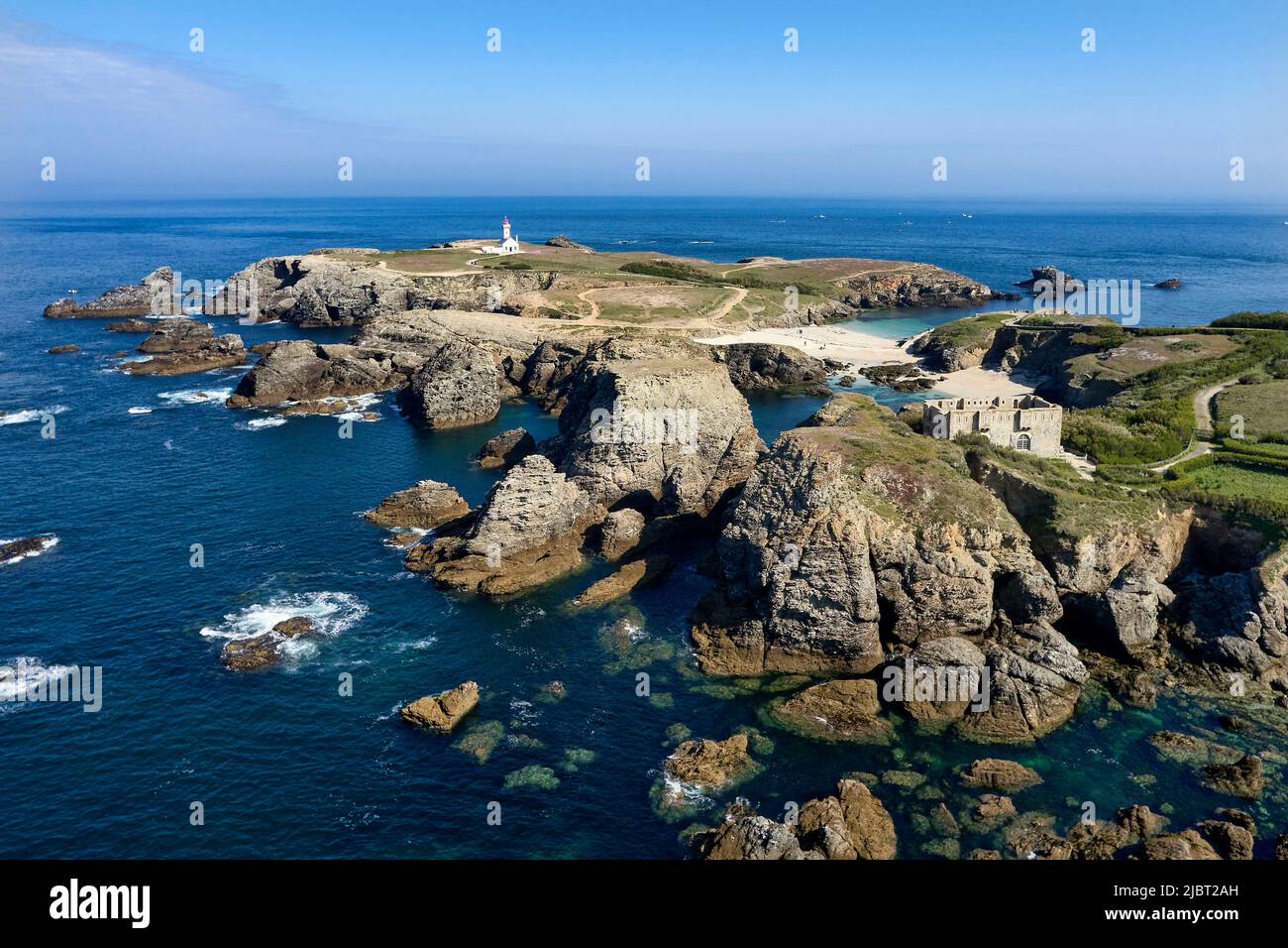 France, Morbihan, Belle Ile en mer, Sauzon, The Pointe des Poulains ...