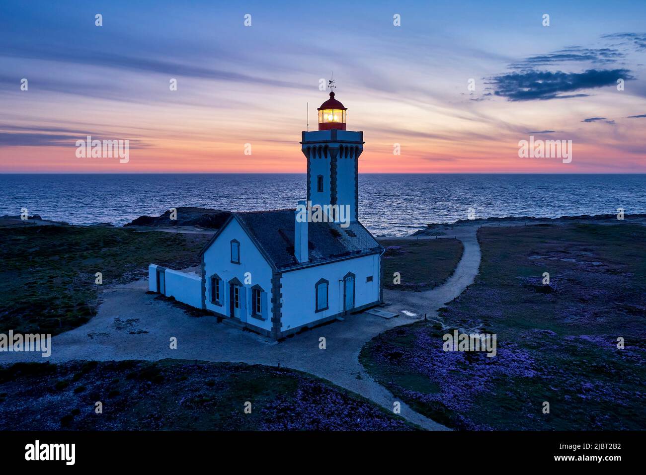 France, Morbihan, Belle Ile en mer, Sauzon, the Pointe des Poulains ...