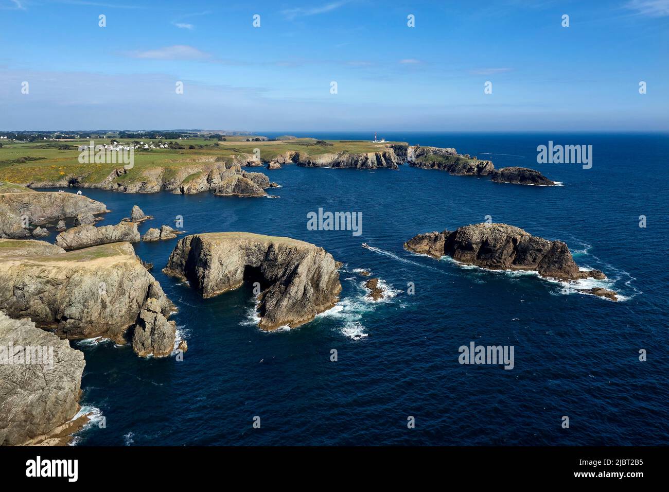 France, Morbihan, Belle Ile en mer, wild coast, Bangor, Port Goulphar ...