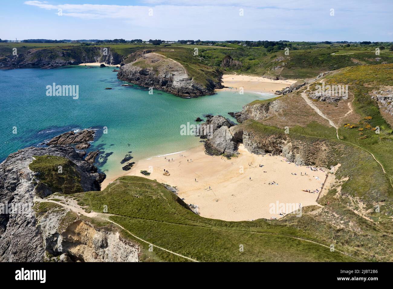 France, Morbihan, Belle Ile en Mer, Bangor, Baluden beach and Herlin ...