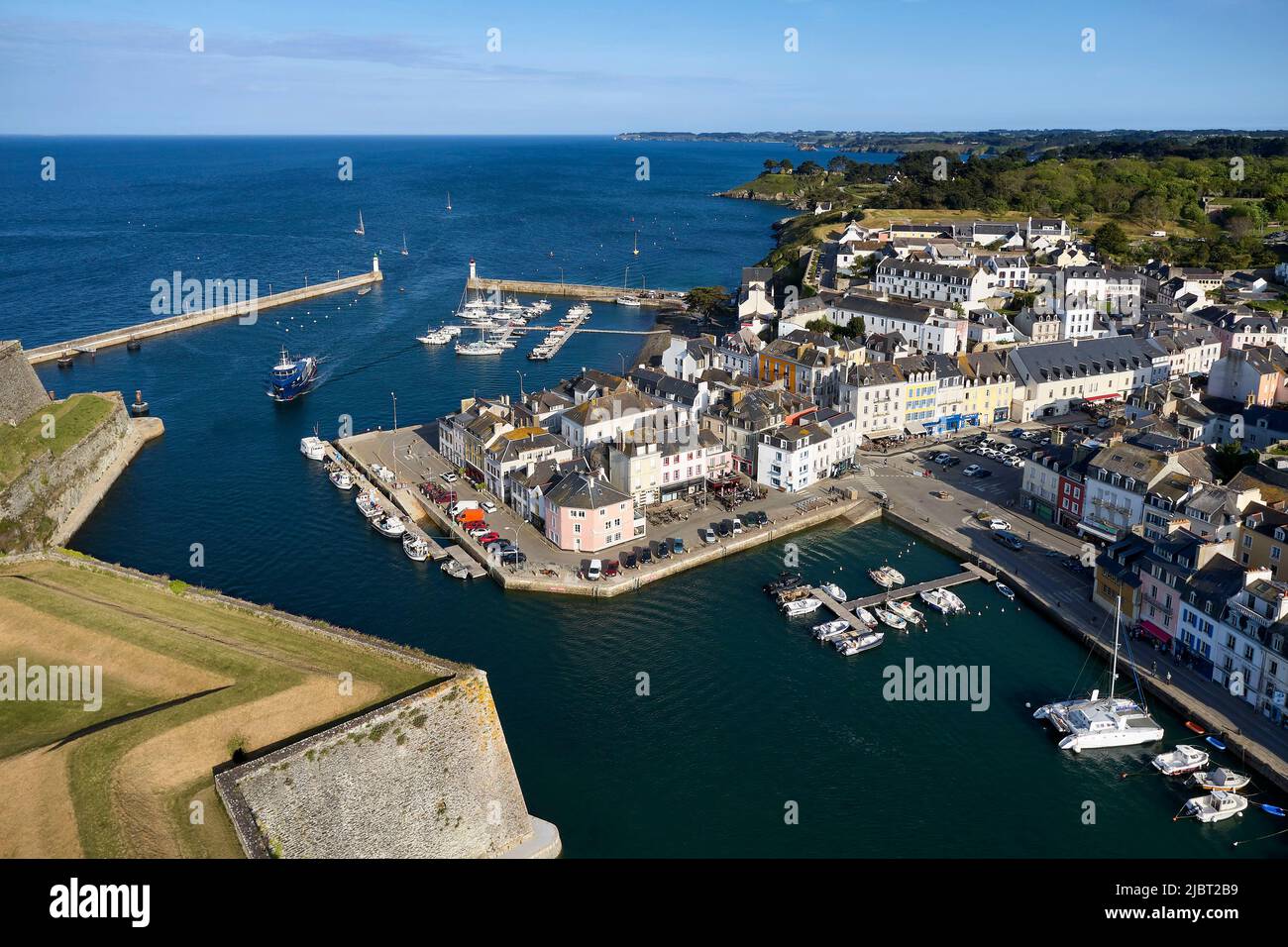 France, Morbihan, Belle Ile en mer, Le Palais, harbour and Vauban ...