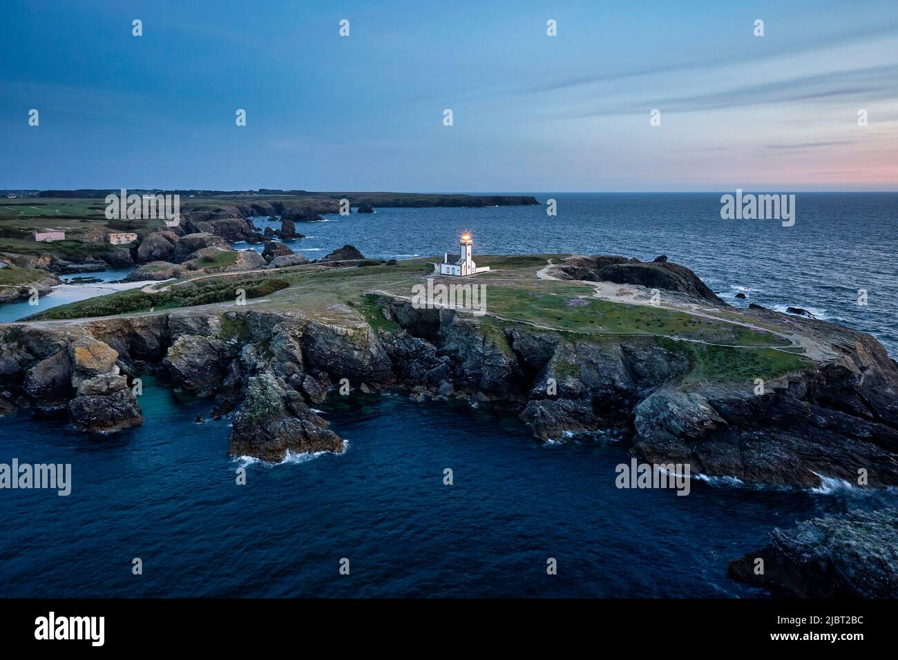 France, Morbihan, Belle Ile en mer, Sauzon, the Pointe des Poulains ...