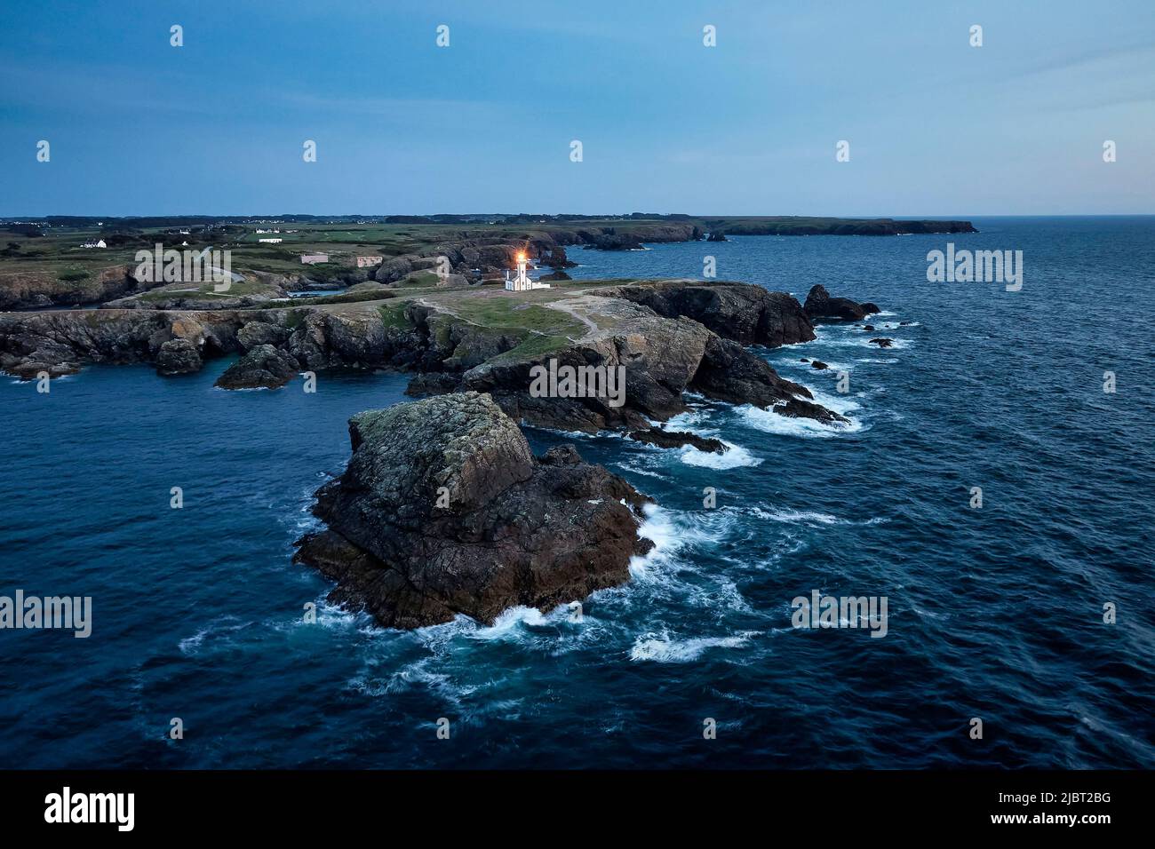 France, Morbihan, Belle Ile en mer, Sauzon, the Pointe des Poulains ...