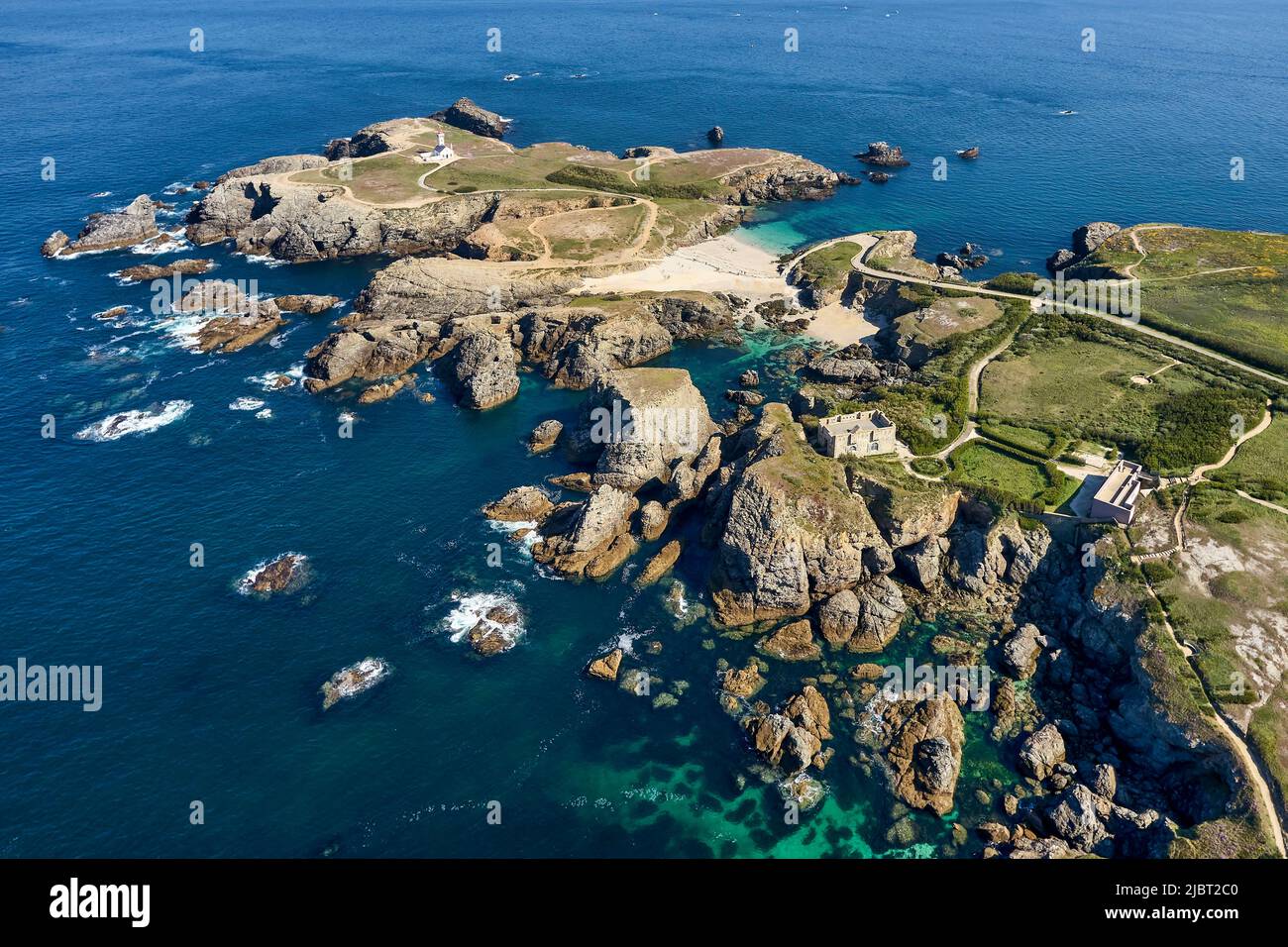 France, Morbihan, Belle Ile en mer, Sauzon, The Pointe des Poulains ...