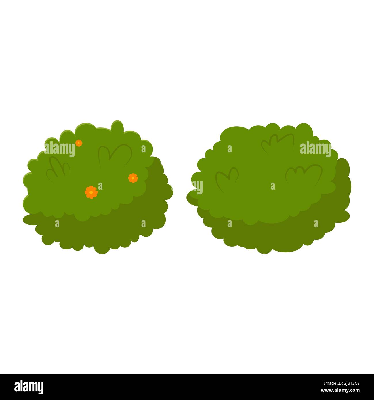 Collection cartoon spring green bushes isolated on white background ...