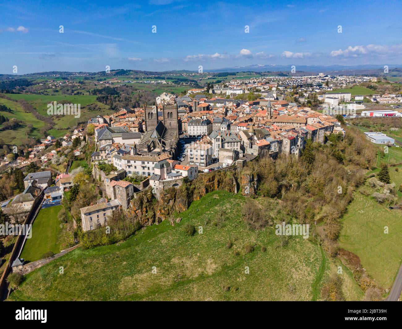 France, Cantal, Saint Flour, Saint-Flour, the upper town is located on ...