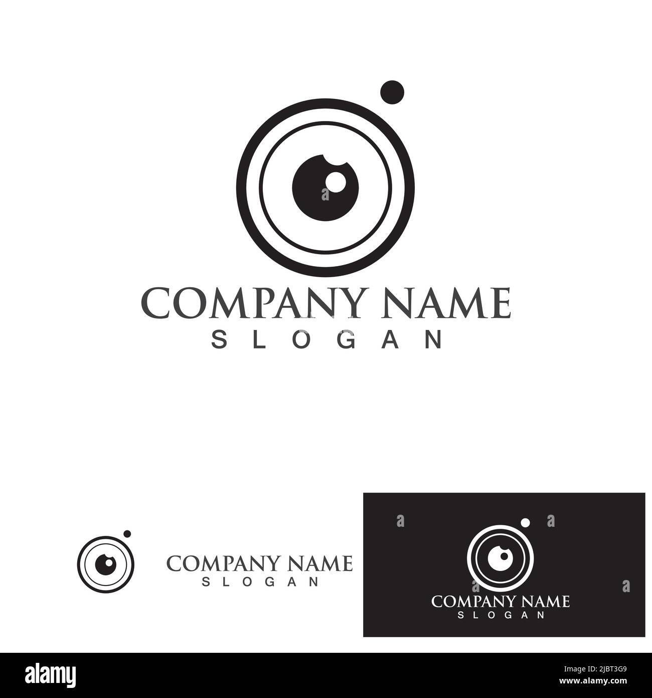 photography camera logo icon vector design template isolated on black ...