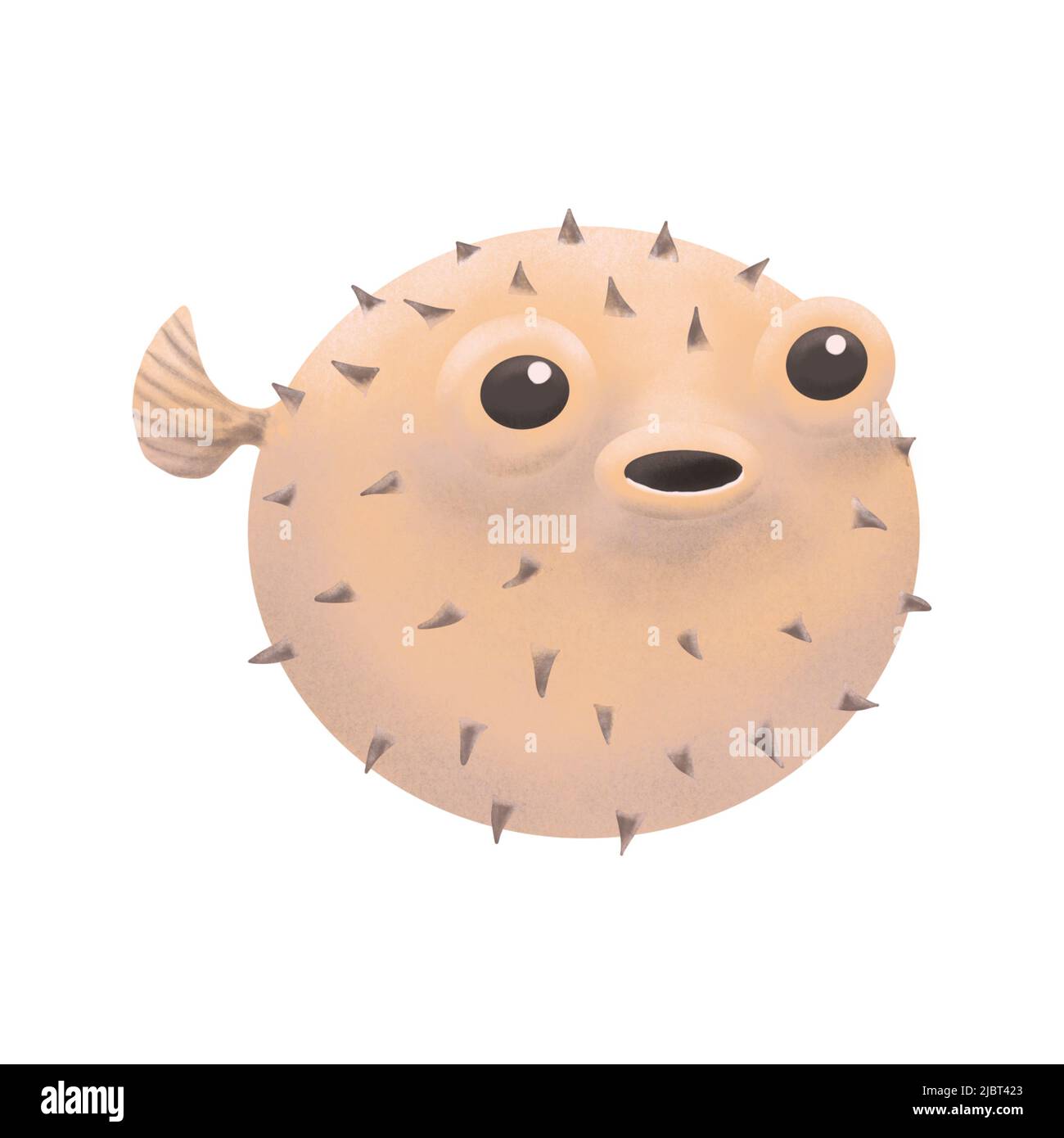 Hedgehog fish. Funny cartoon illustration of blowfish character ...