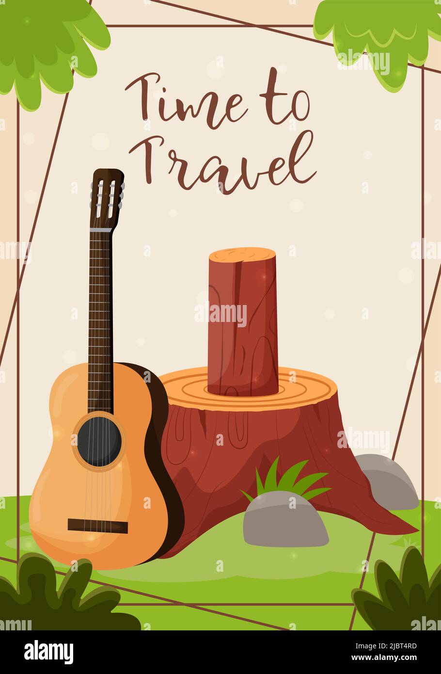 A beautiful postcard for an invitation to summer camping, hiking ...