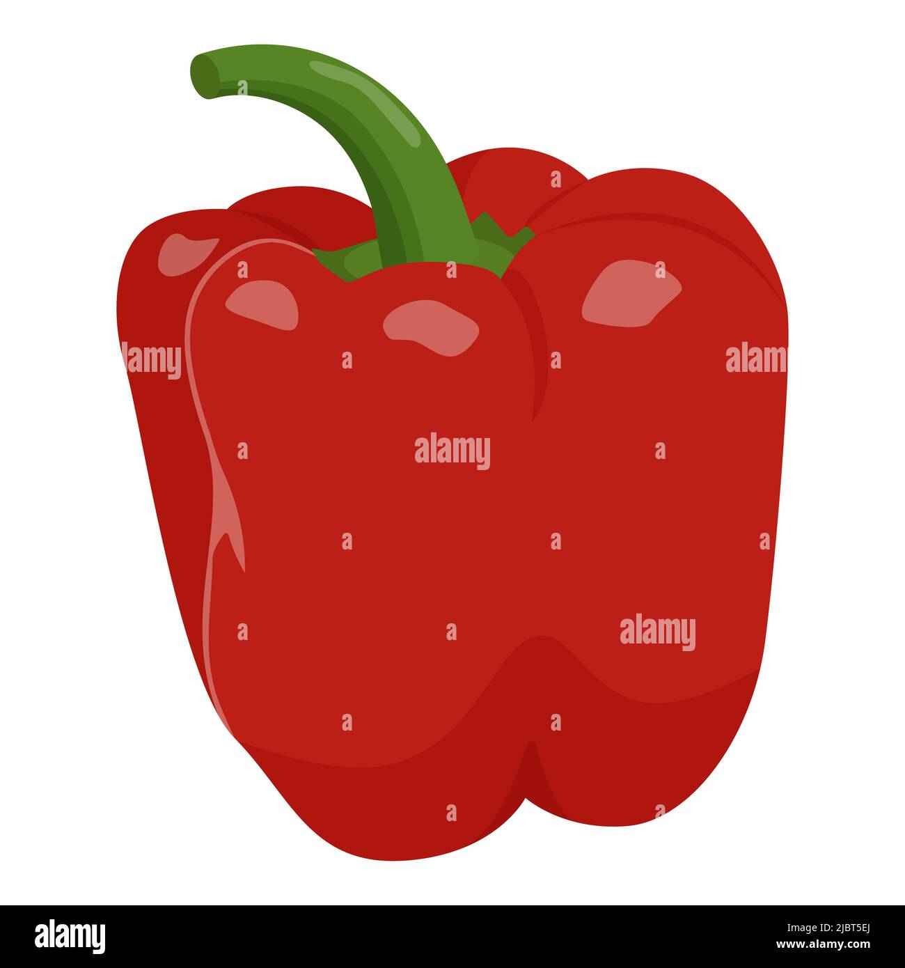 Cute red pepper isolated on white background. Flat vector illustration ...