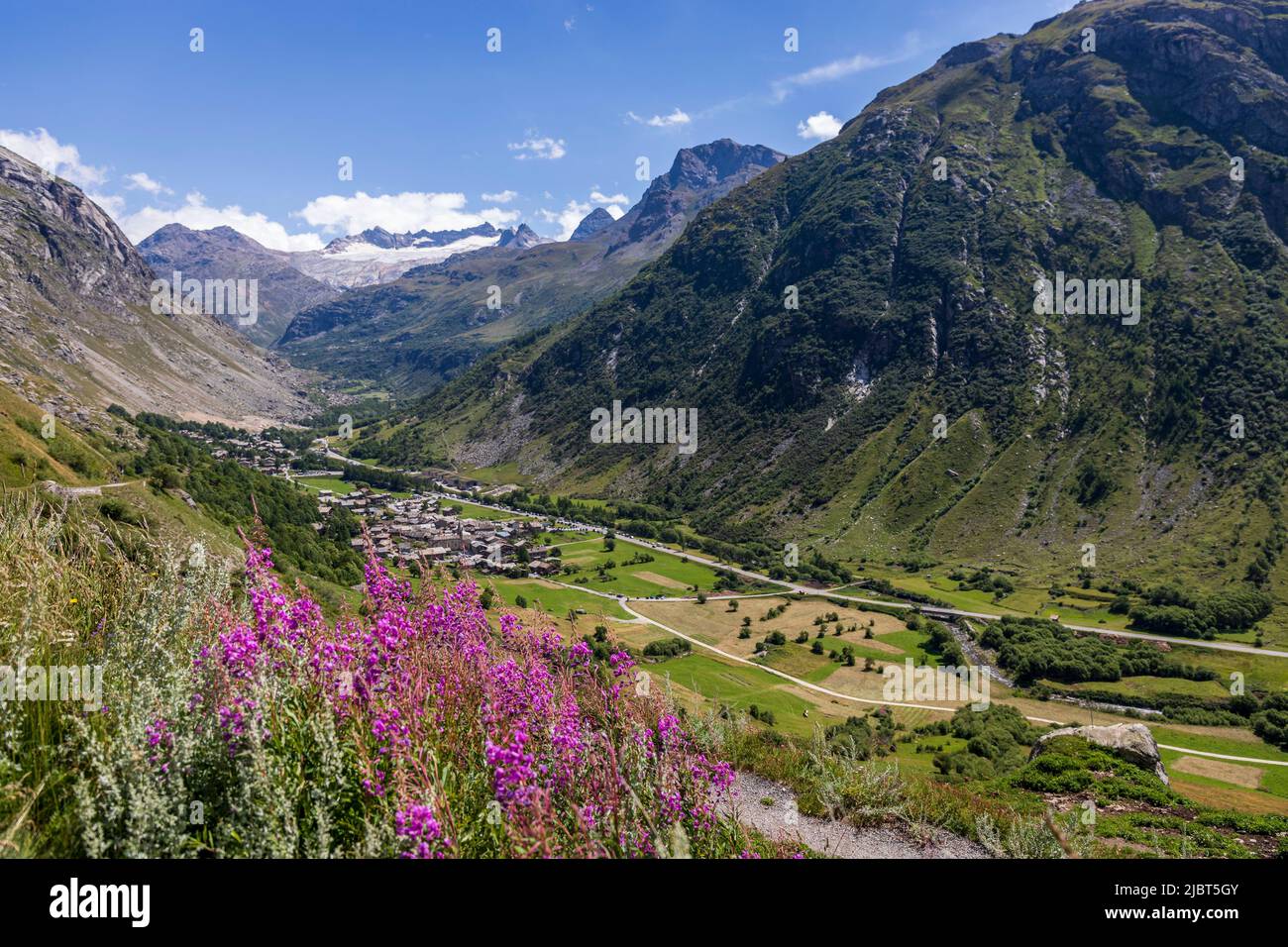 France, Savoie, Vanoise national park, view from the Grandes Alpes road ...