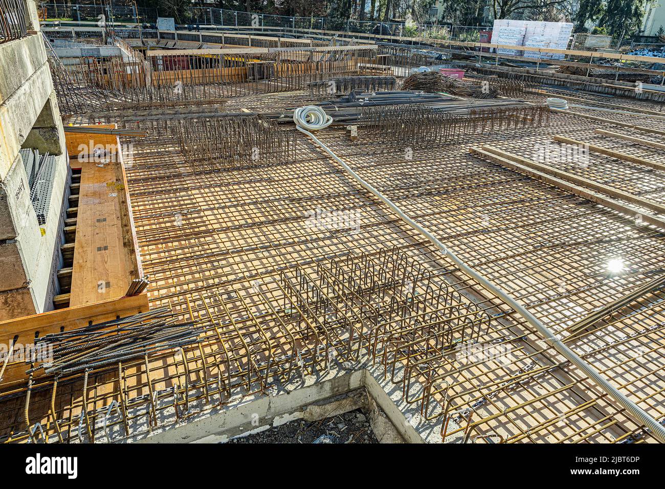 Iron reinforcement of a construction site for a block of flats Stock ...