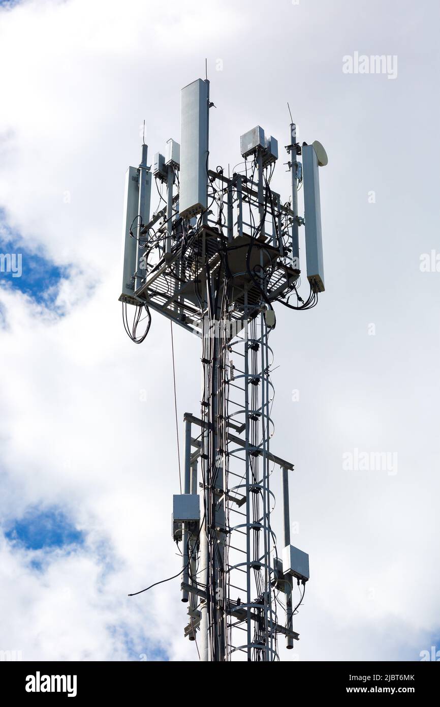 Equipment cellular communication. High radio transmission tower Stock Photo - Alamy