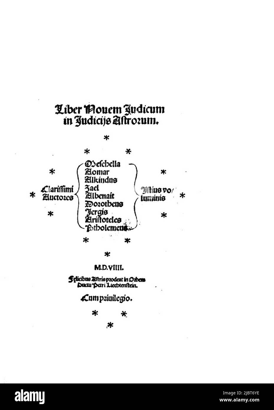 The book of nine judges in the trials of the stars , 1509 Stock Photo ...