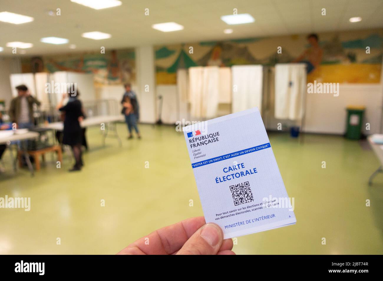 France, Paris, voter card in a polling station Stock Photo - Alamy