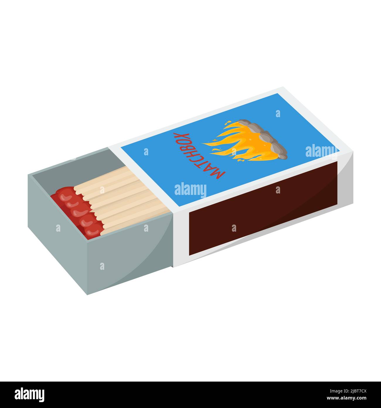 Opened matchbox full of matches. Household flammable tool for lighting ...