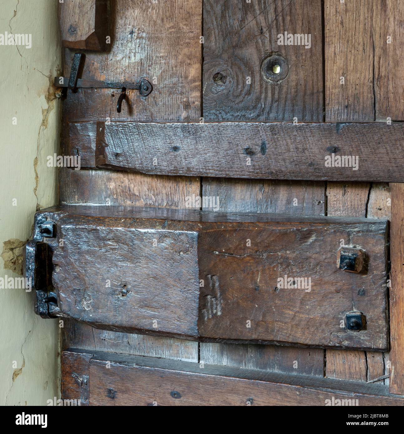 Solid wooden church door lock and latch, All Saints Church, Saxstead ...