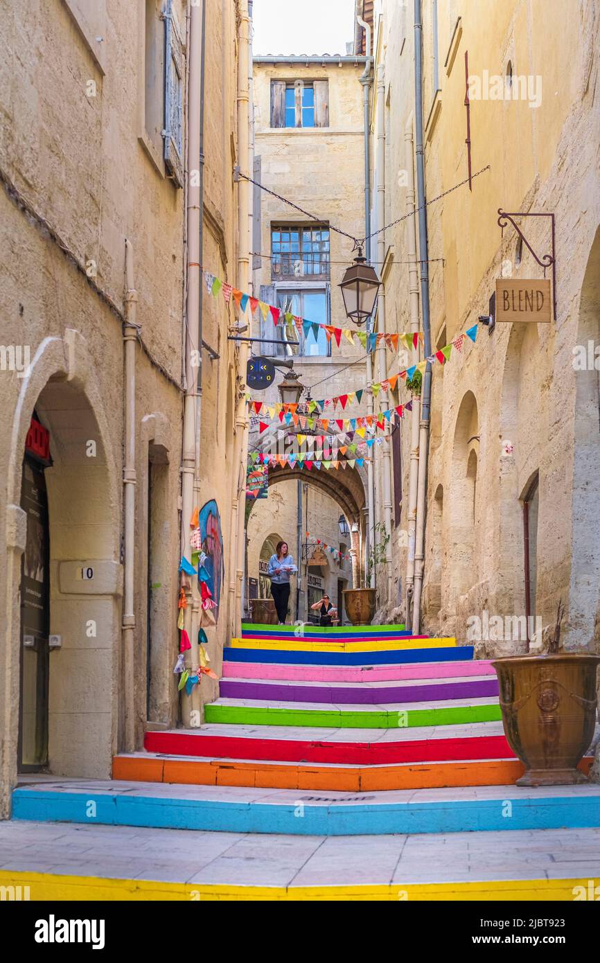 France, Herault, Montpellier, historic centre, Bras de Fer street Stock ...