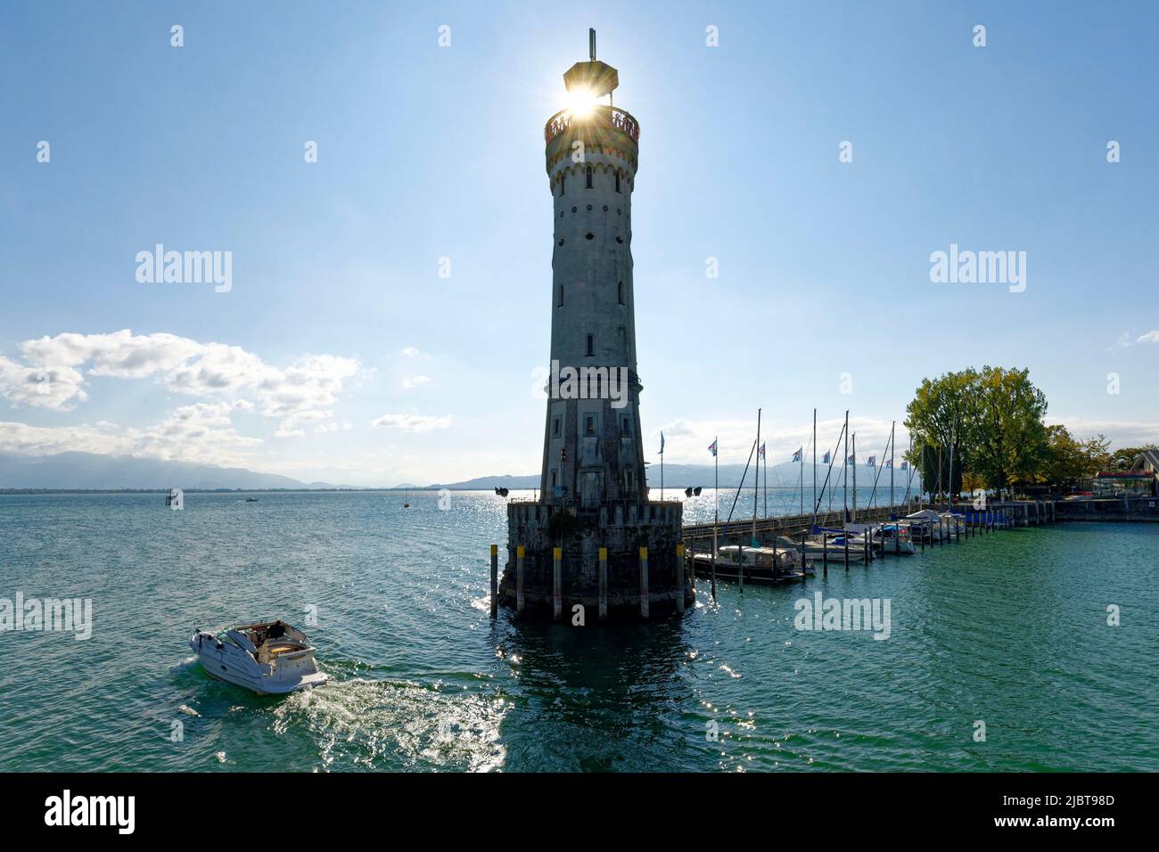 Germany, Bavaria, Lake Constance (Bodensee), Lindau, New lighthouse at ...